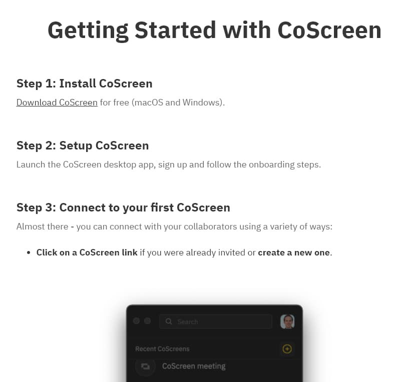 CoScreen explains screen sharing through interactive tutorials